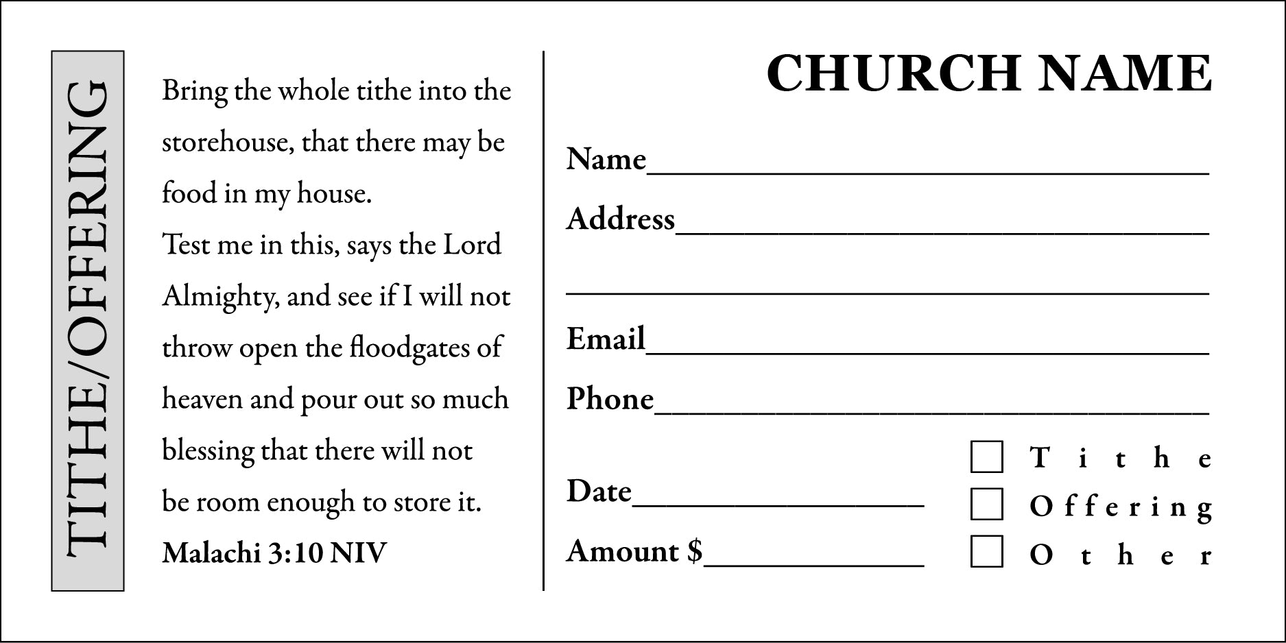 Custom Offering Envelope | MyOfferingEnvelope.com | Template 2