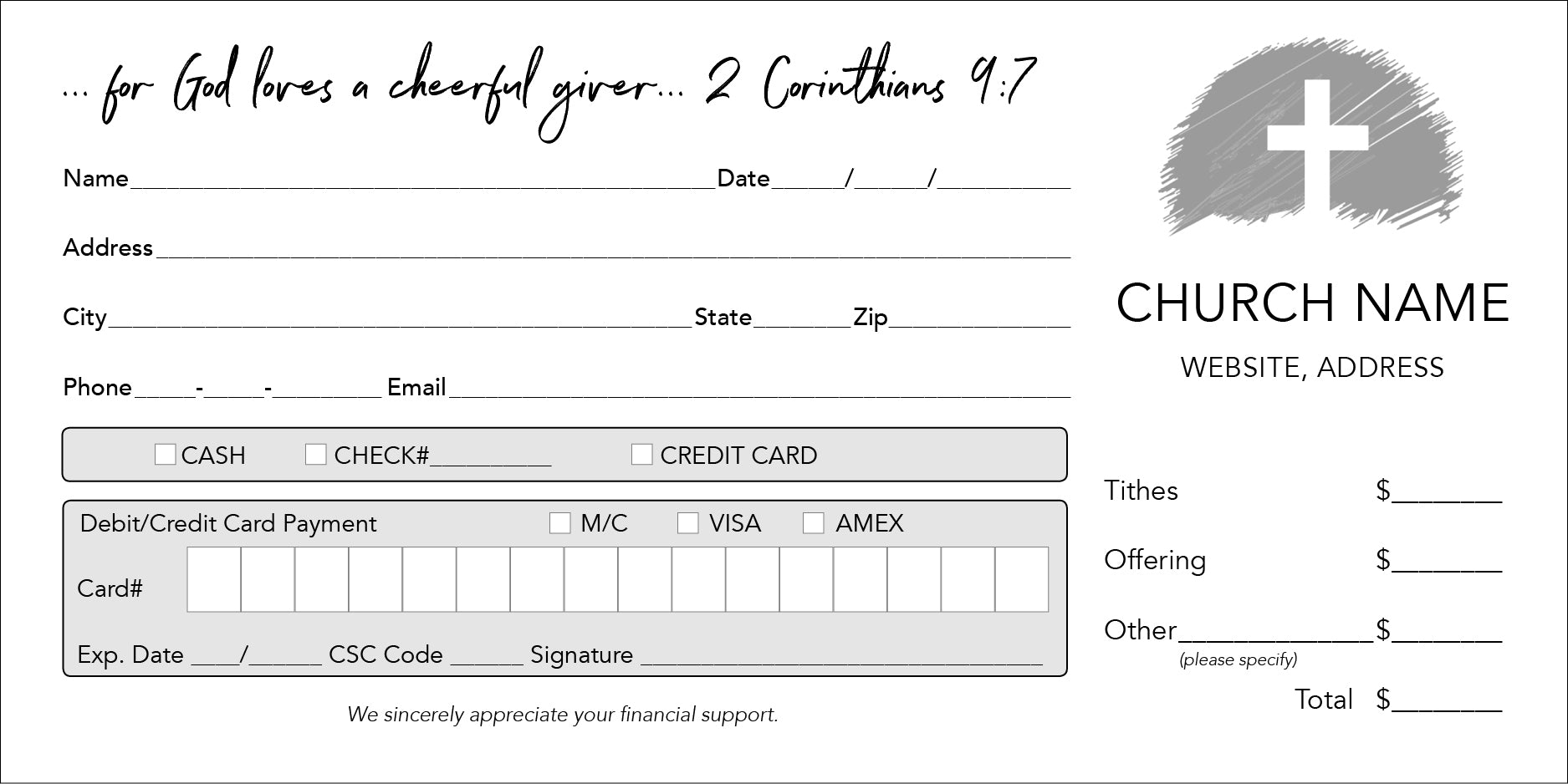 Custom Offering Envelope | MyOfferingEnvelope.com | Template 7